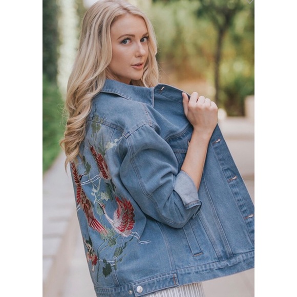 ILLA ILLA | Jackets & Coats | Fly High Embroidered Denim Jacket | Poshmark